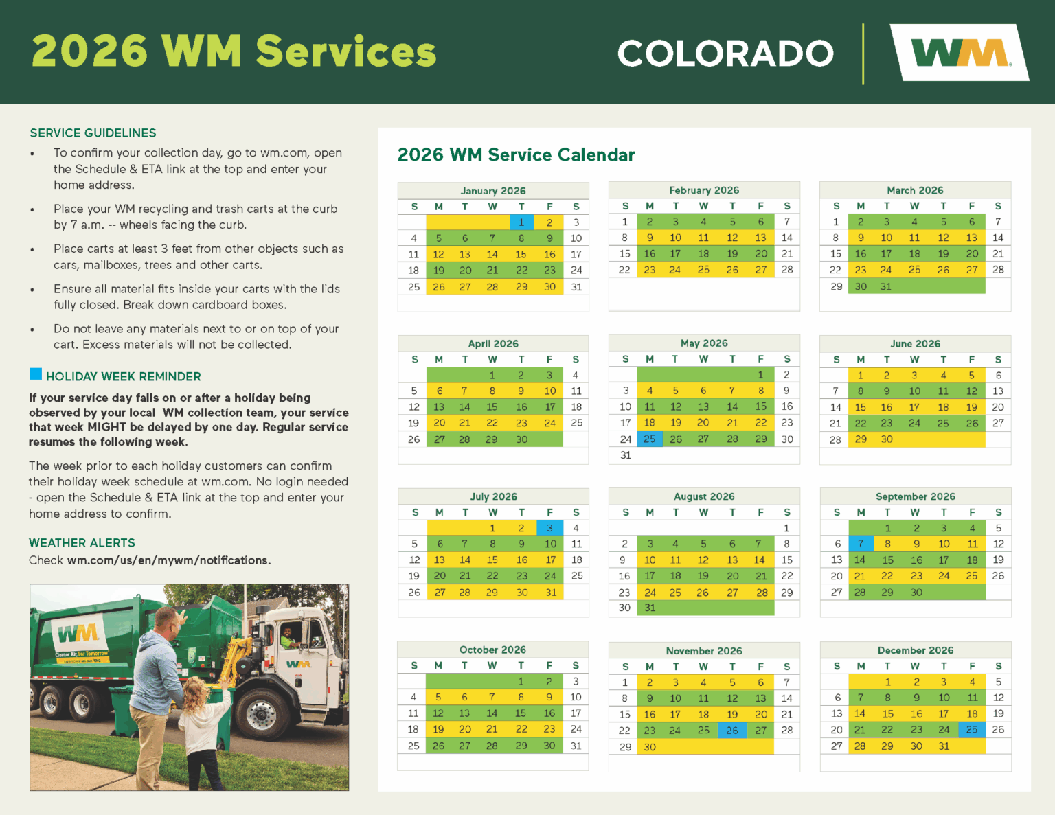 Waste Management Calendar – Wheatlands Metropolitan District